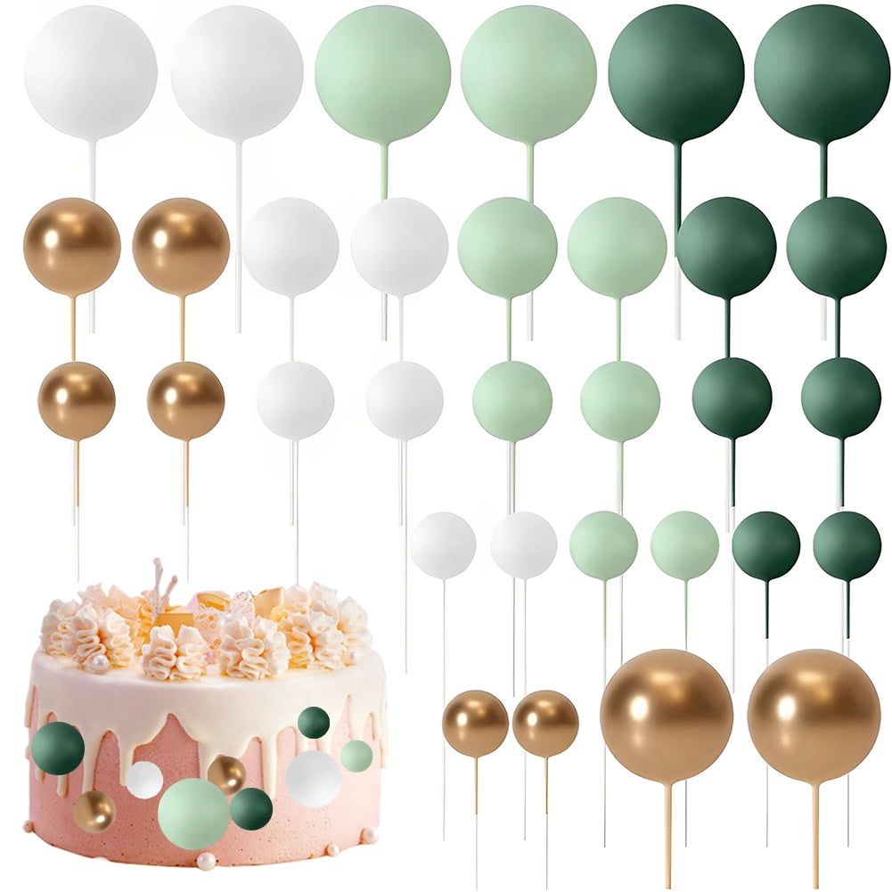 32-Piece Ball Cake Topper Decorations Mini Foam Ball Cake Topper Sticks ...
