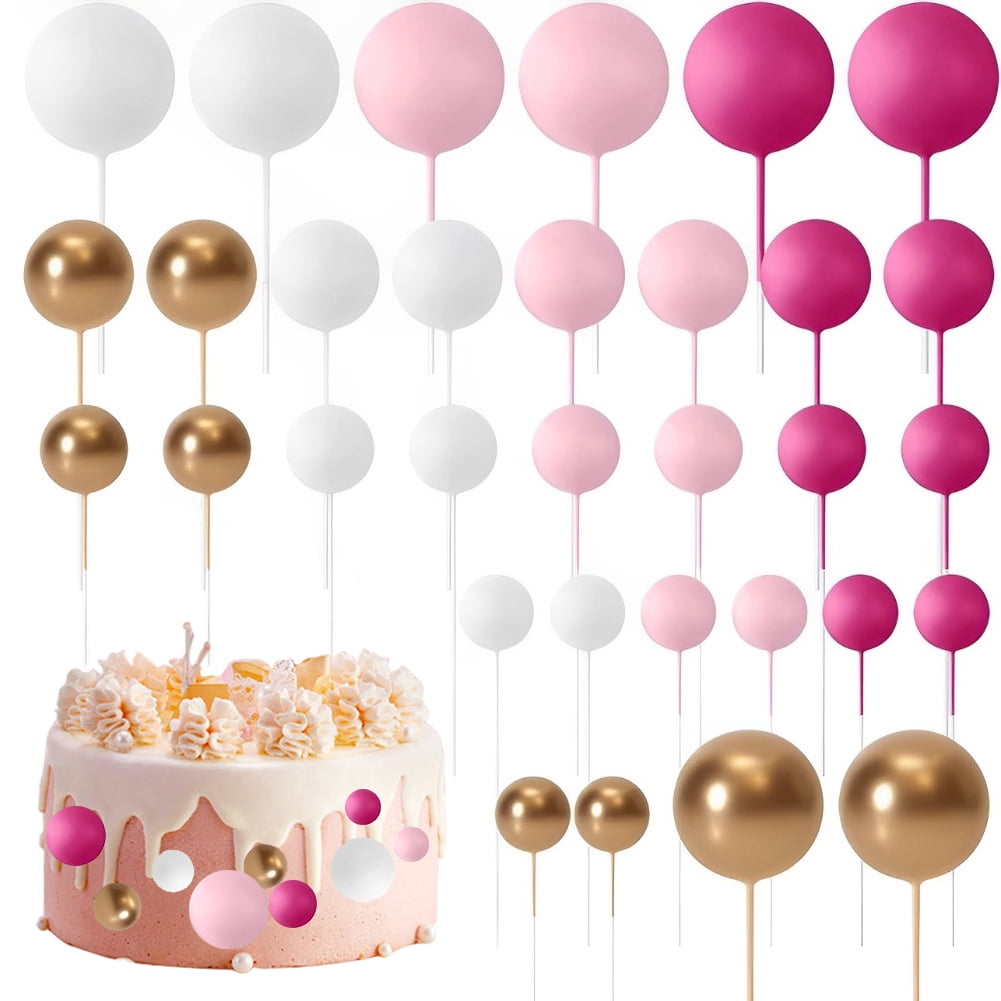 32-Piece Ball Cake Topper Decorations Mini Foam Ball Cake Topper Sticks ...