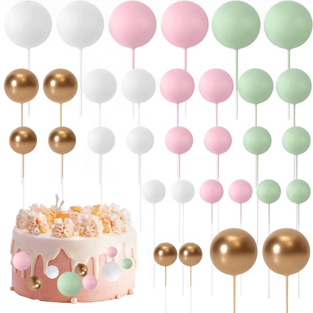 32-Piece Ball Cake Topper Decorations Mini Foam Ball Cake Topper Sticks ...