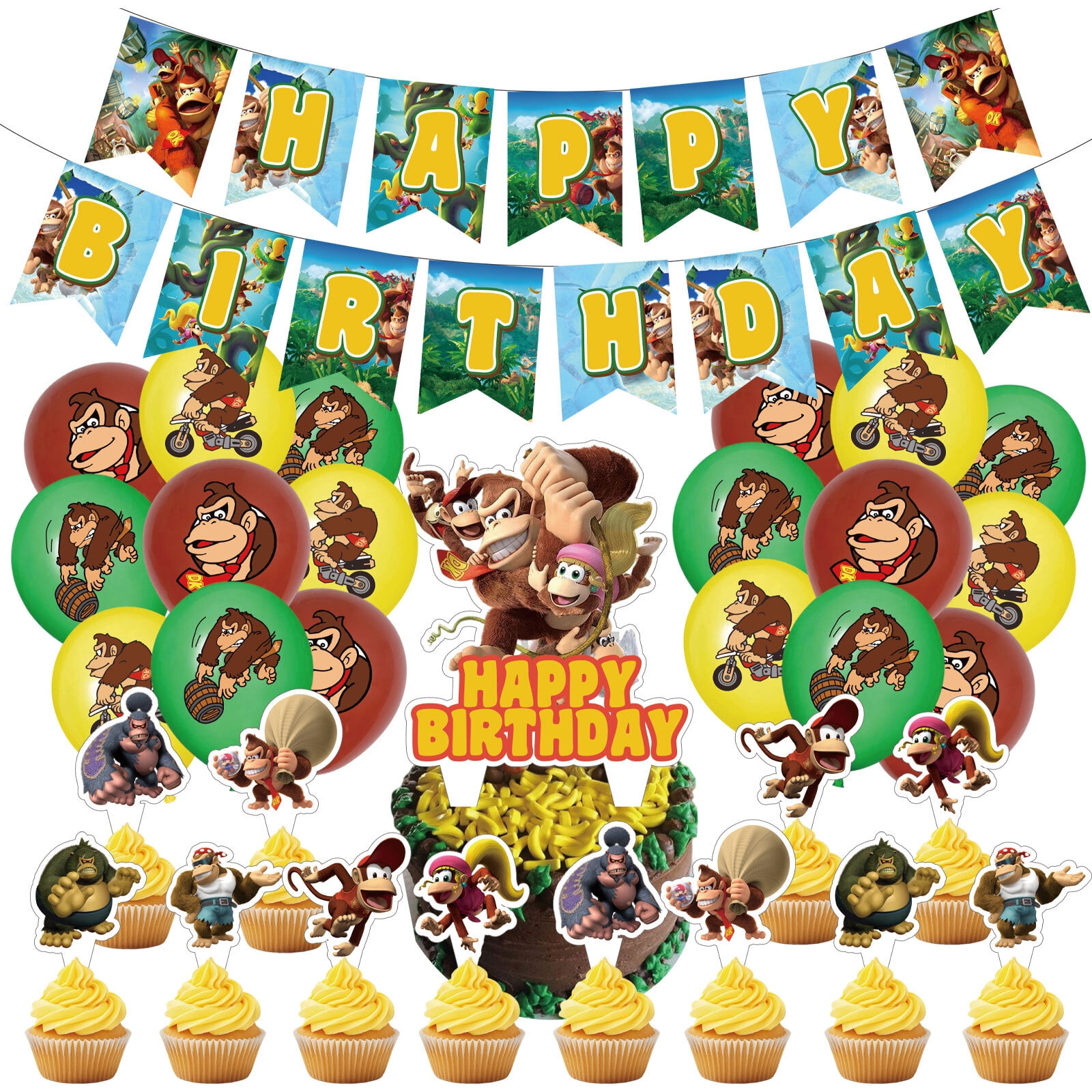 32-Piece For Donkey Kong Cartoon-Themed Party Decoration Set – Includes ...