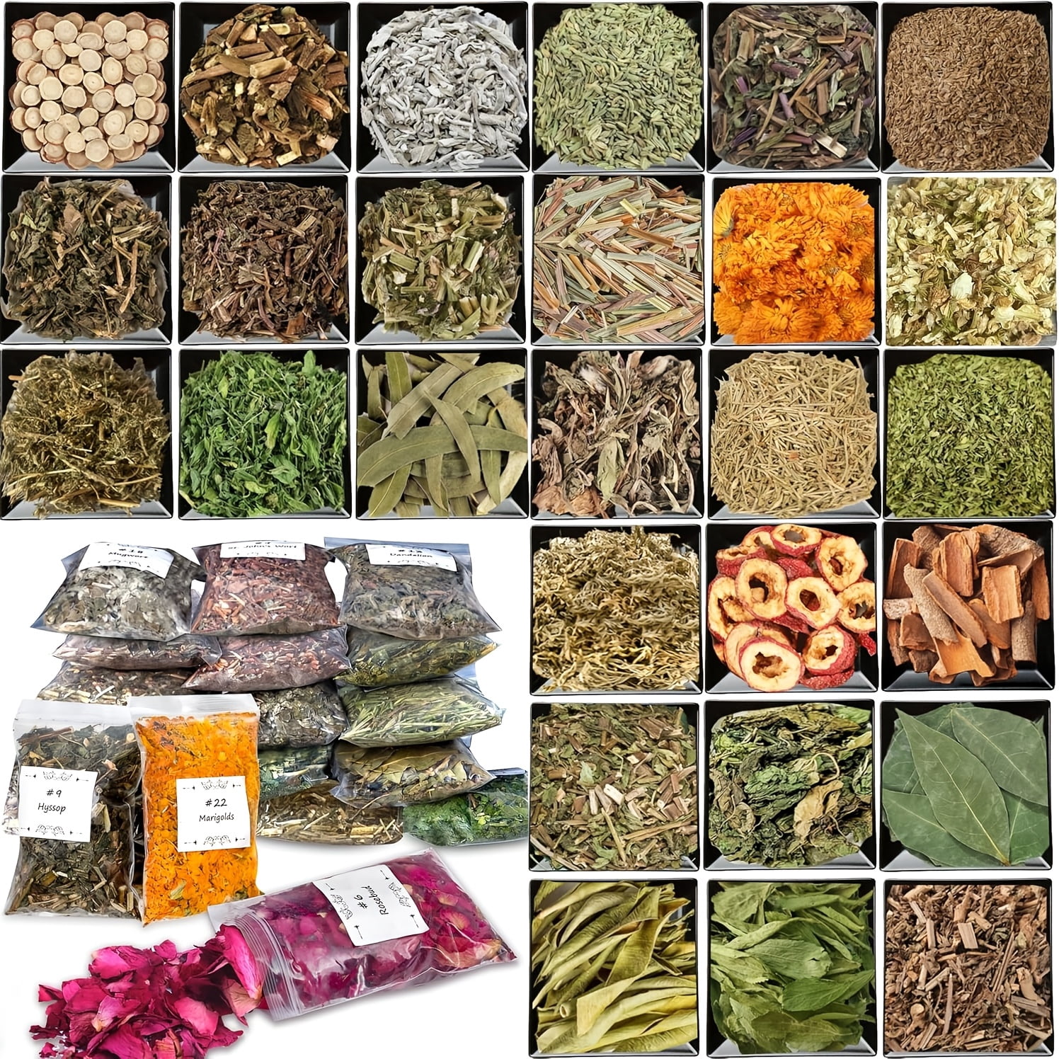 32-Piece Dried Herb & Flower Kit for DIY Crafts, Candle, Soap, and Home ...