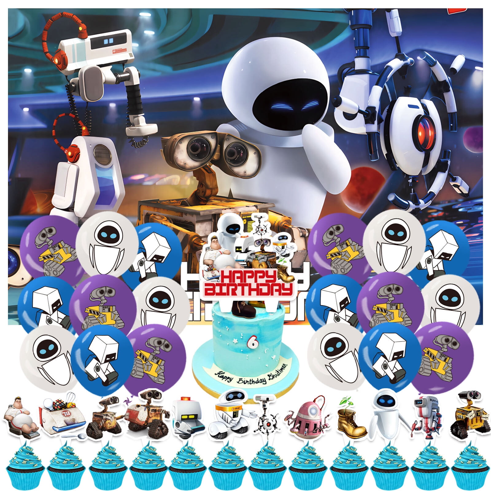 32-Piece For Astro Bot Games Cartoon-Themed Birthday Party Decorations ...