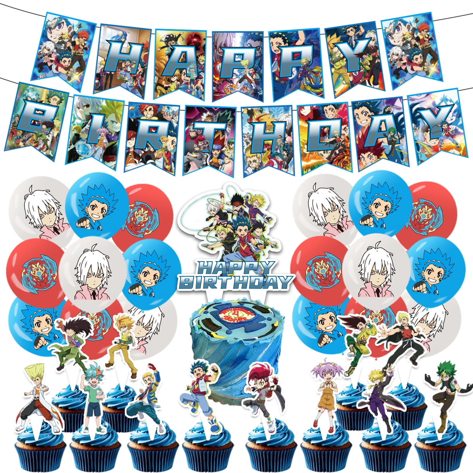 32-Piece For Beyblade Cartoon-Themed Birthday Party Decorations Set ...