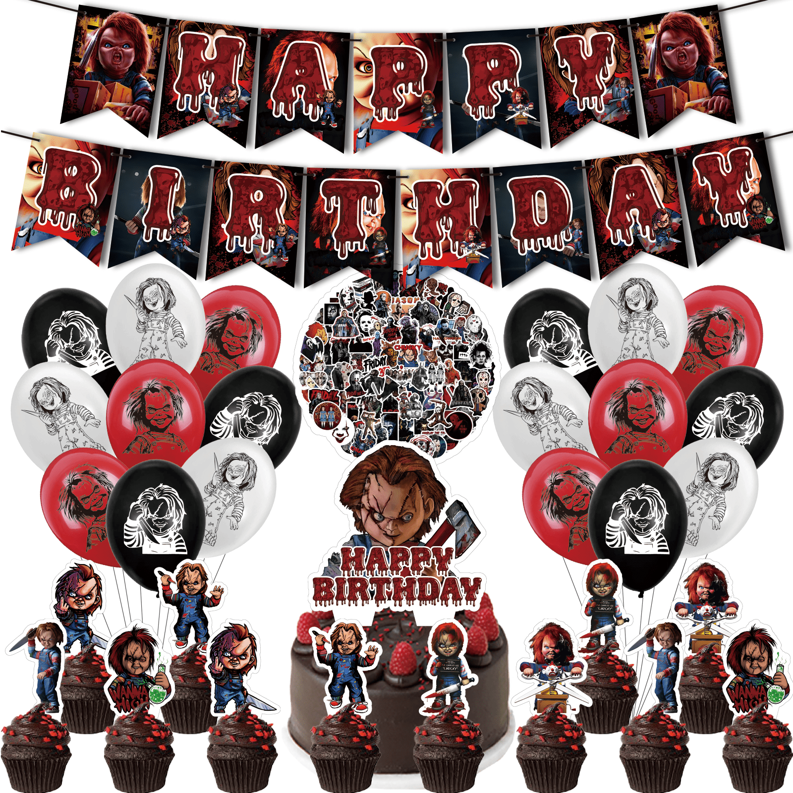 32-Piece For Chucky Cartoon-Themed Party Decoration Set – Includes ...