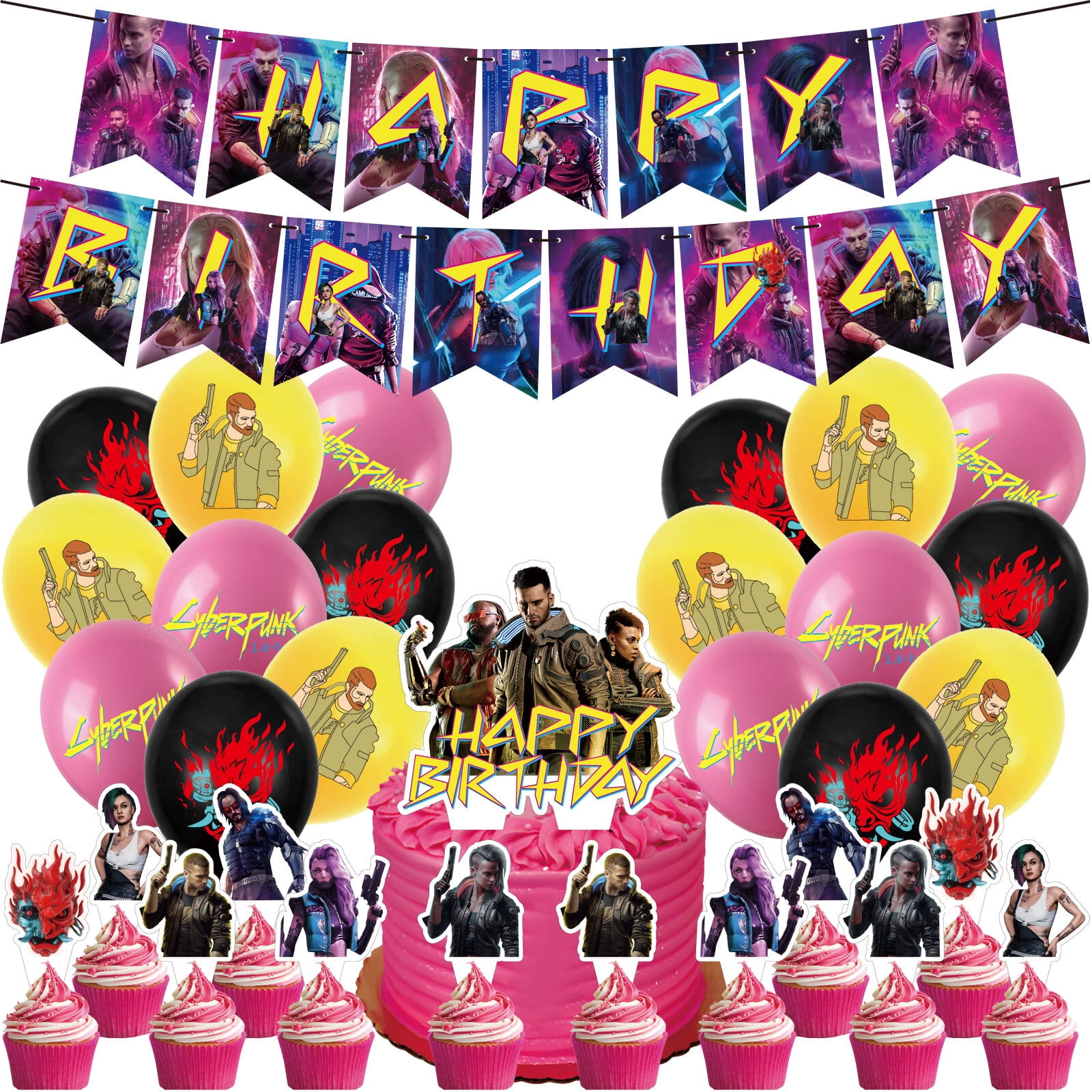 32-Piece For Cyberpunk 2077-Themed Party Decoration Set – Includes ...