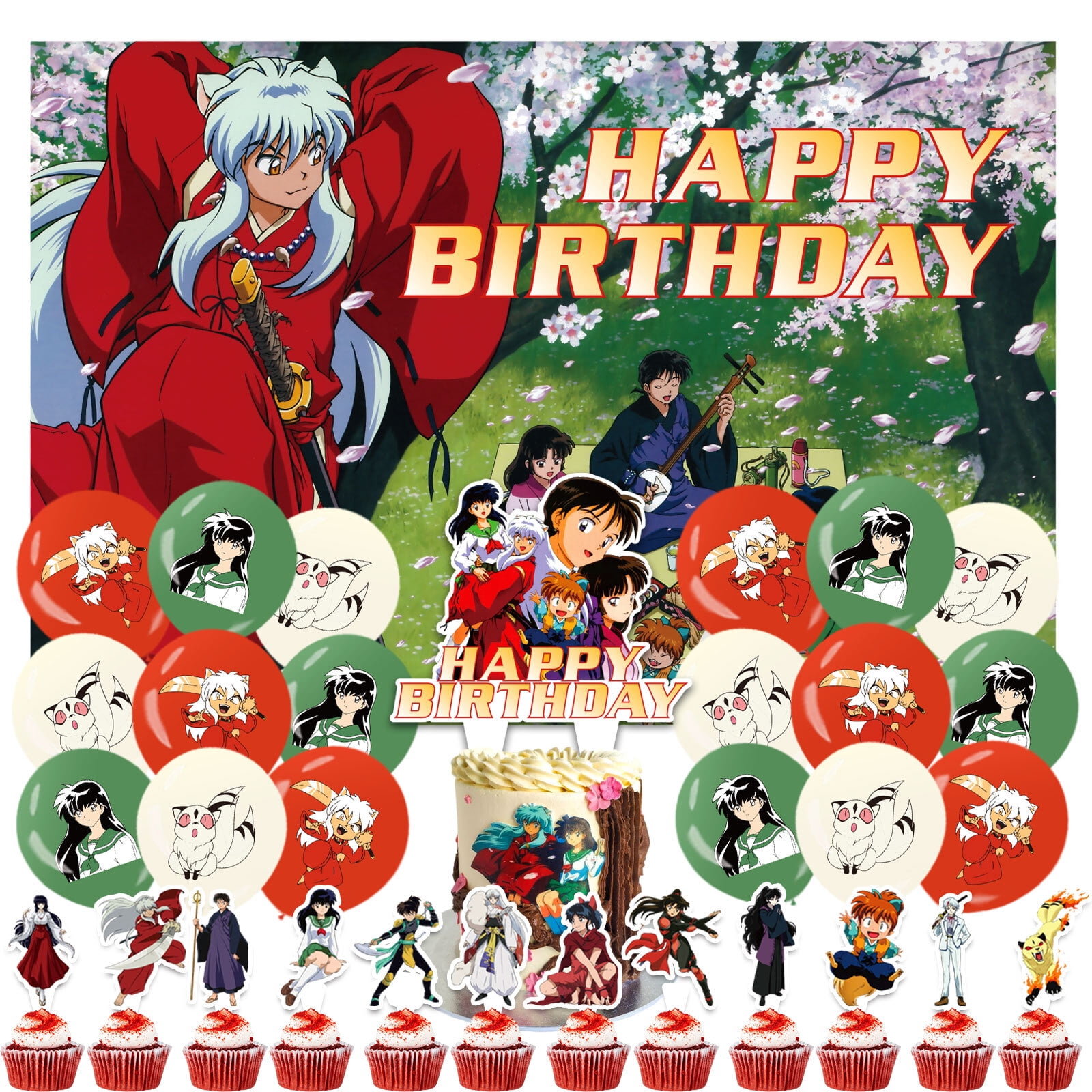 32-Piece For Inuyasha Cartoon-Themed Birthday Party Decorations Set ...