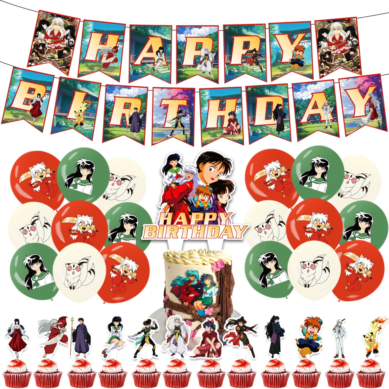 32-Piece For Inuyasha Cartoon-Themed Birthday Party Decorations Set ...