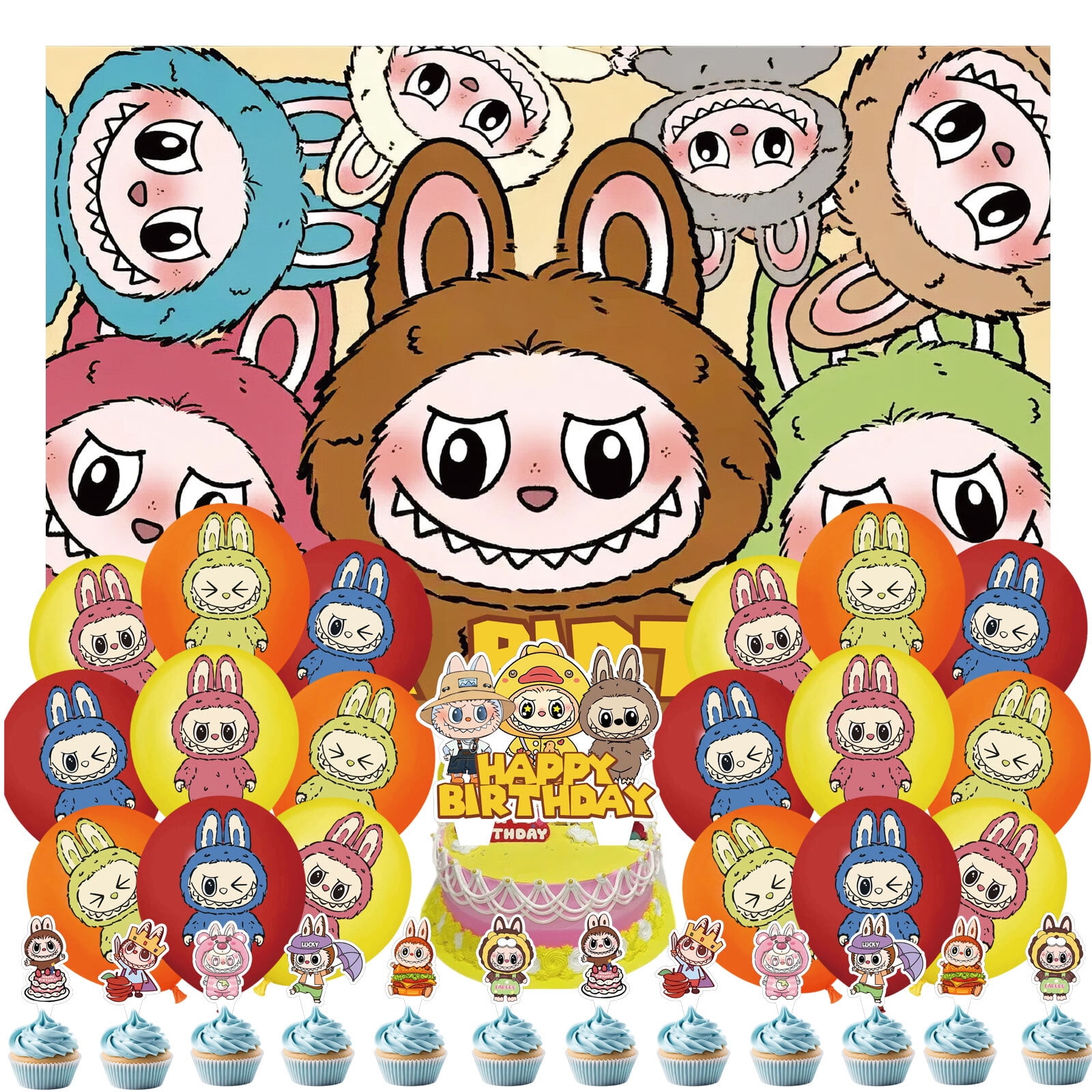 32-Piece For LABU Cartoon-Themed Birthday Party Decoration Set ...