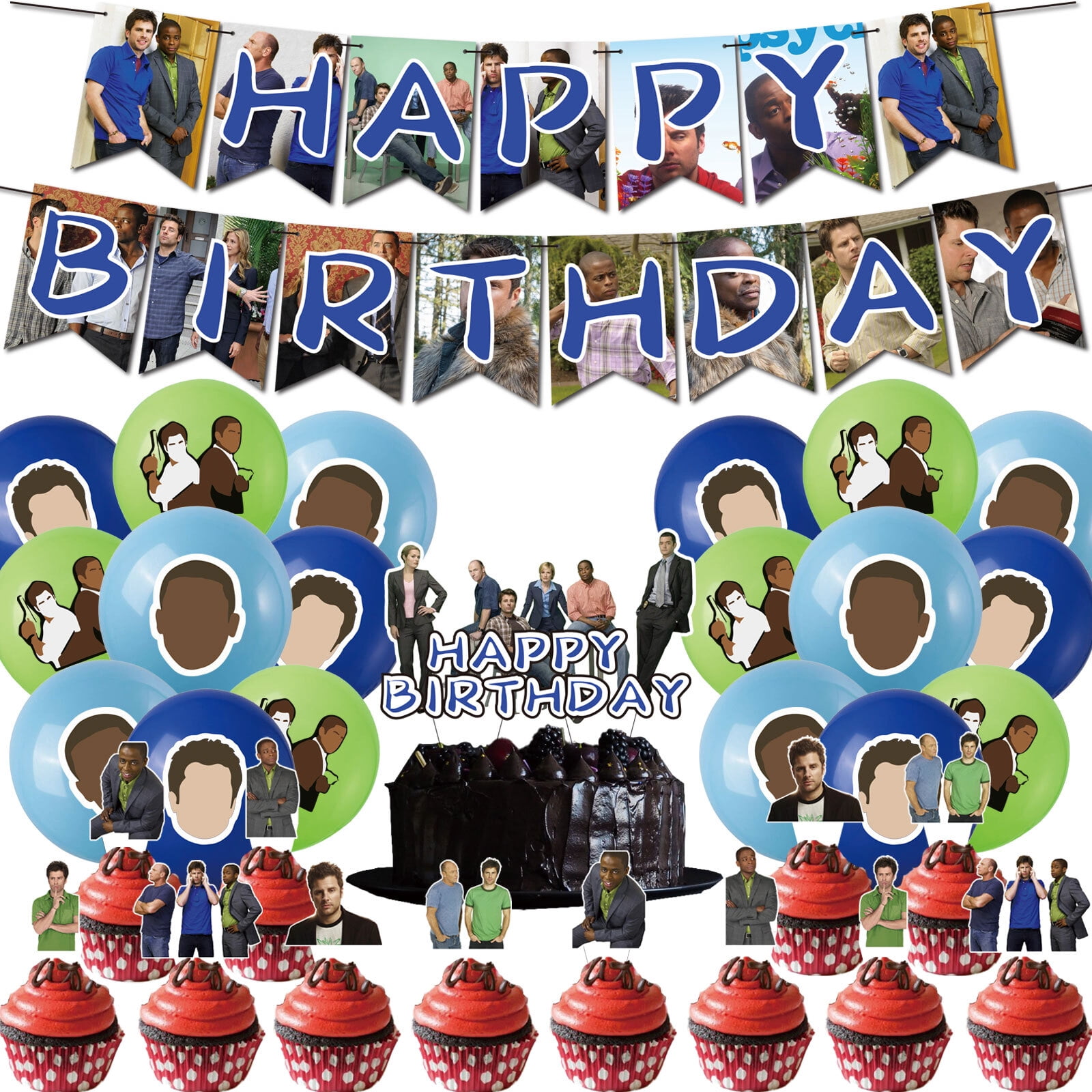 32-Piece For Psych Cartoon-Themed Party Decoration Set – Includes ...