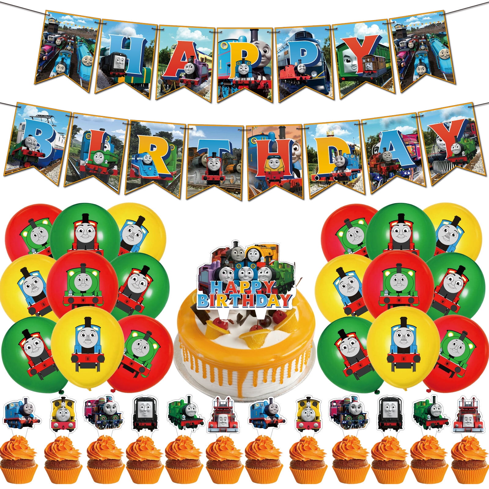 32-Piece For Thomas Cartoon-Themed Party Decoration Set – Includes ...