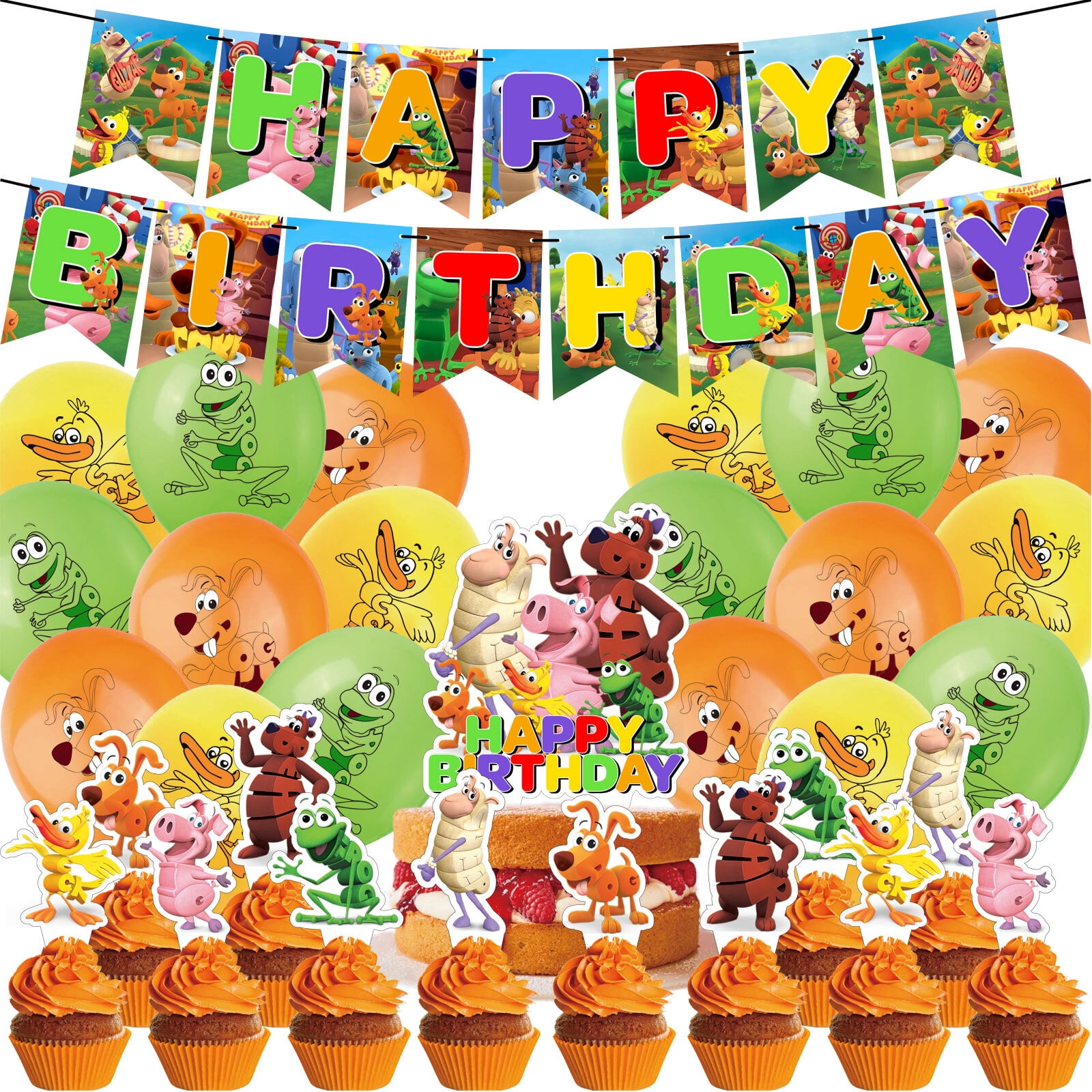 32-Piece For WordWorld Cartoon-Themed Birthday Party Decorations Set ...