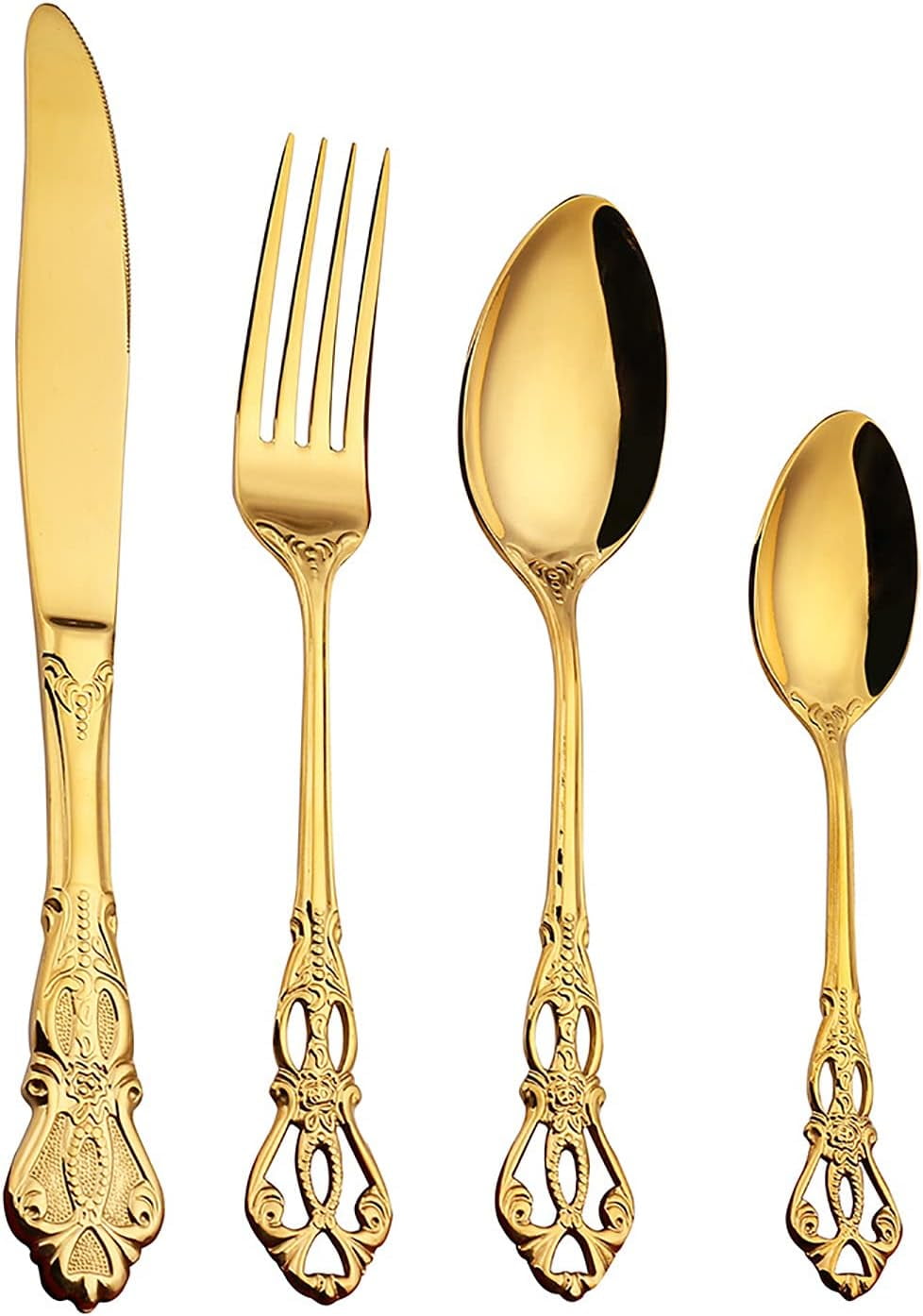 32 Piece Gold Silverware Set for 8 Durable 18/10 Stainless Steel ...