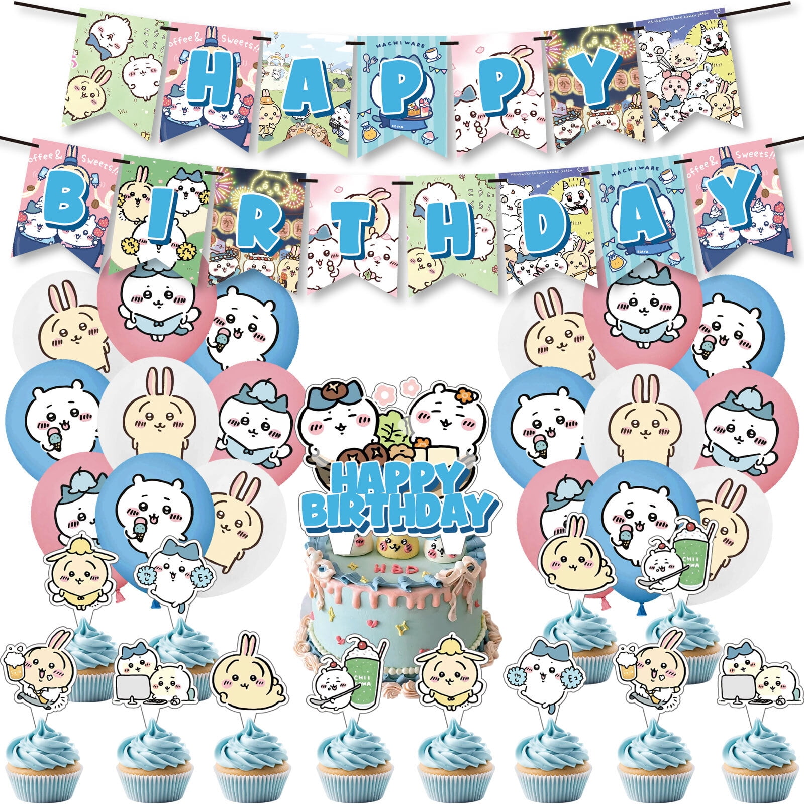 32-Piece For Kawaii Chiikawa Cartoon-Themed Party Decoration Set ...