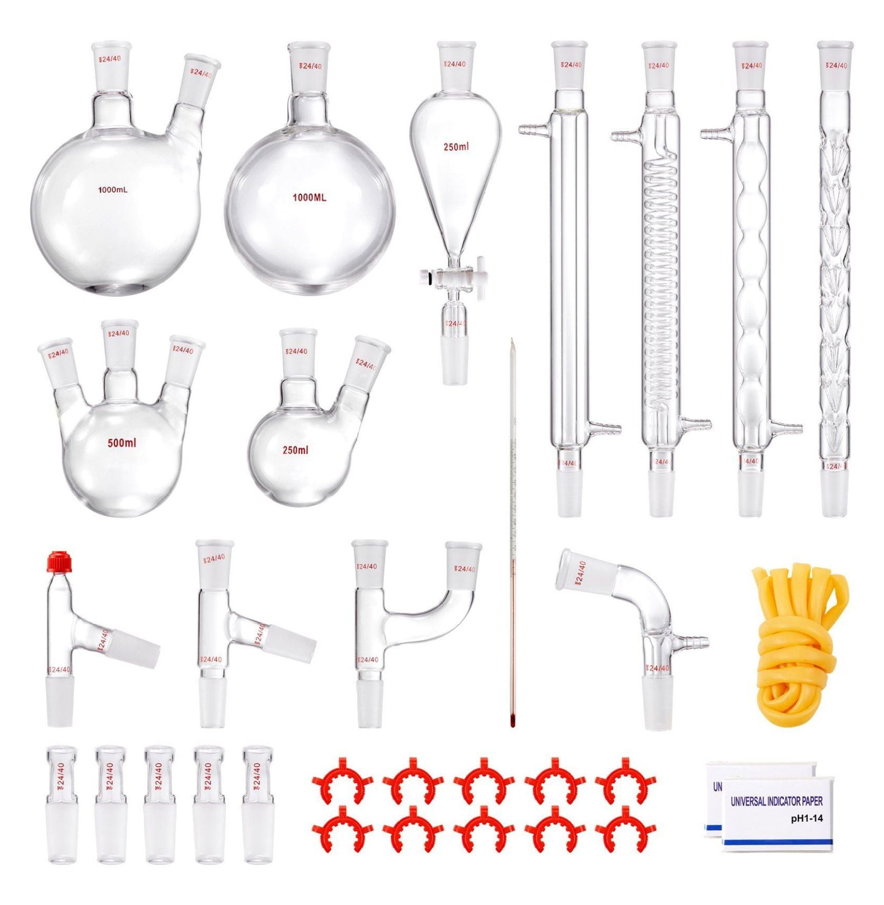 32-Piece Lab Distillation Kit - 3.3 Boro Glassware, 24/40 Joint, 1000ml ...