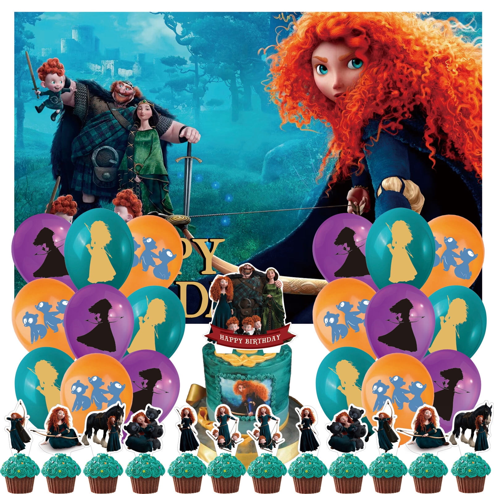 32-Piece For Merida Cartoon-Themed Party Decoration Set – Includes ...