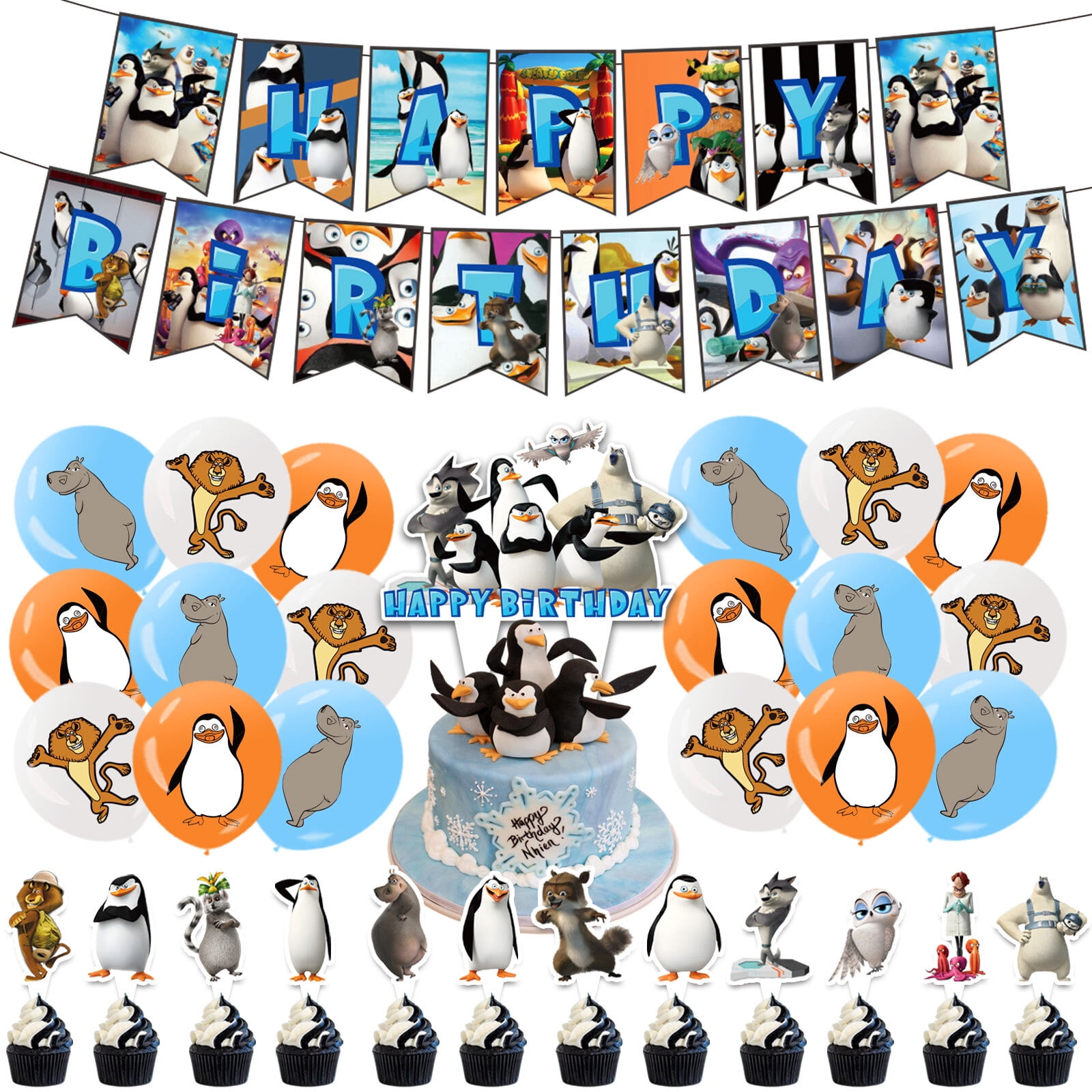 32-Piece For The Penguins of Madagascar Cartoon-Themed Birthday Party ...