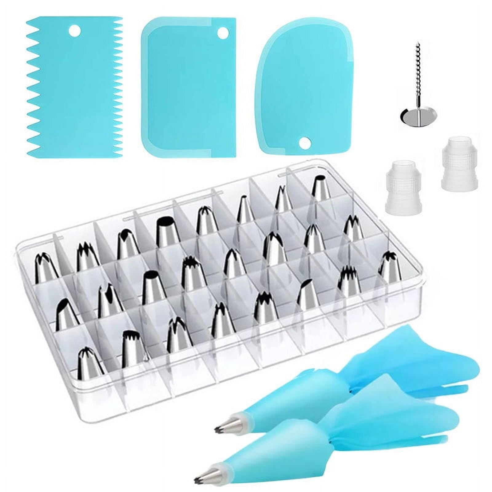 32-Piece Piping Bags and Tips Set with 24 Icing Piping Tips, 2 Reusable ...