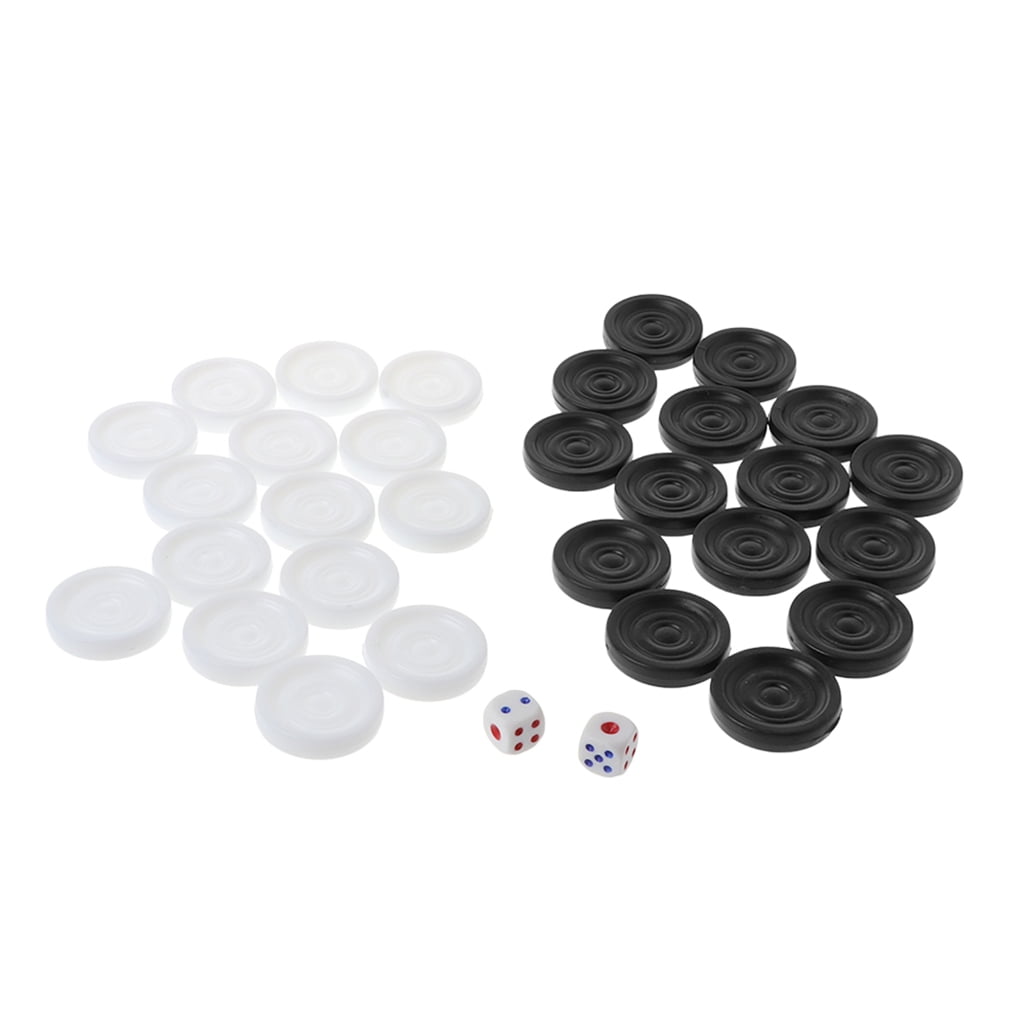 32 Piece Plastic Checkers, International Black White Chess, Backgammon ...