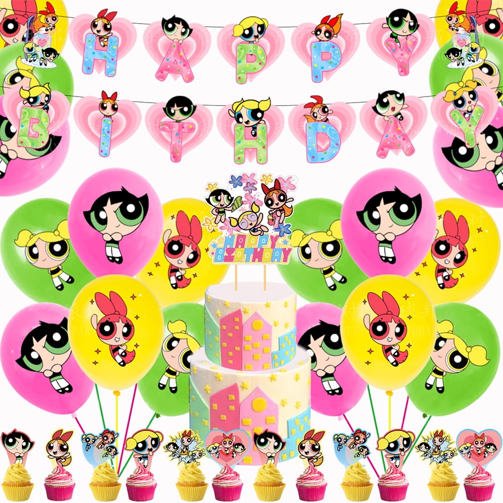 32 Piece Set The Powerpuff Girls Birthday Party Decorations Supplies ...