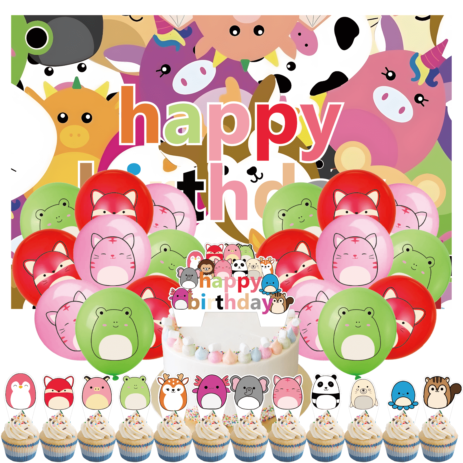 32-Piece For Squishmallows Cartoon-Themed Party Decoration Set ...