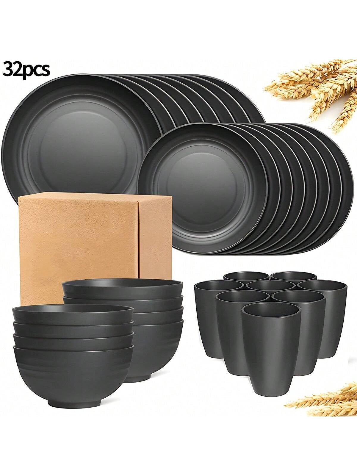 32-Piece Tableware Set - 8 Dinner Plates, 8 Salad Plates, 8 Bowls & 8 ...