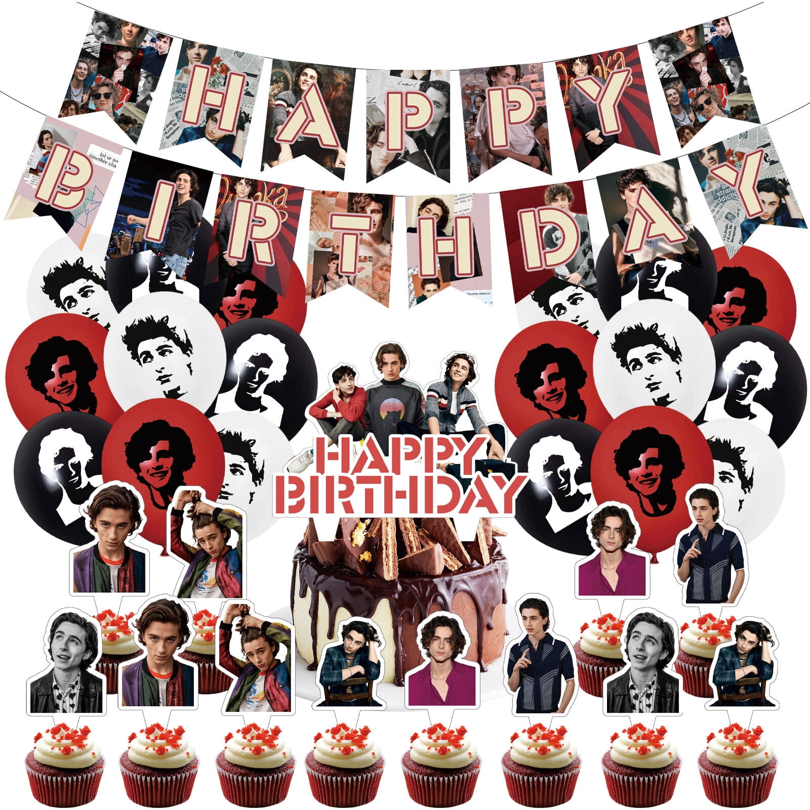 32-Piece For Timothee Cartoon-Themed For Chalamet Party Decoration Set ...