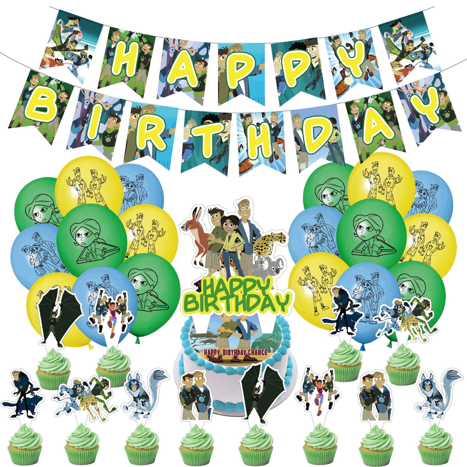 32-Piece For Wild Cartoon-Themed For Kratts Party Decoration Set ...