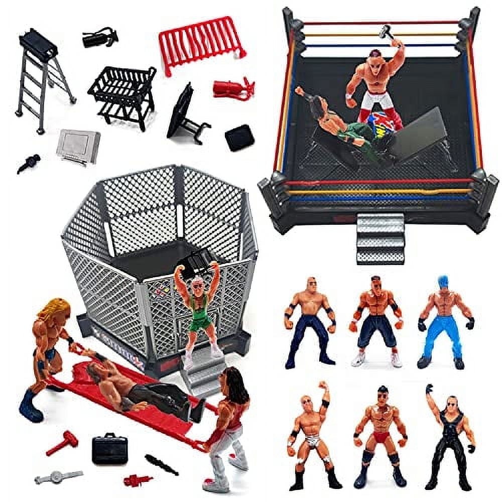 32-Piece Wrestling Toys for Kids - Wrestler Warriors Toys with Ring ...