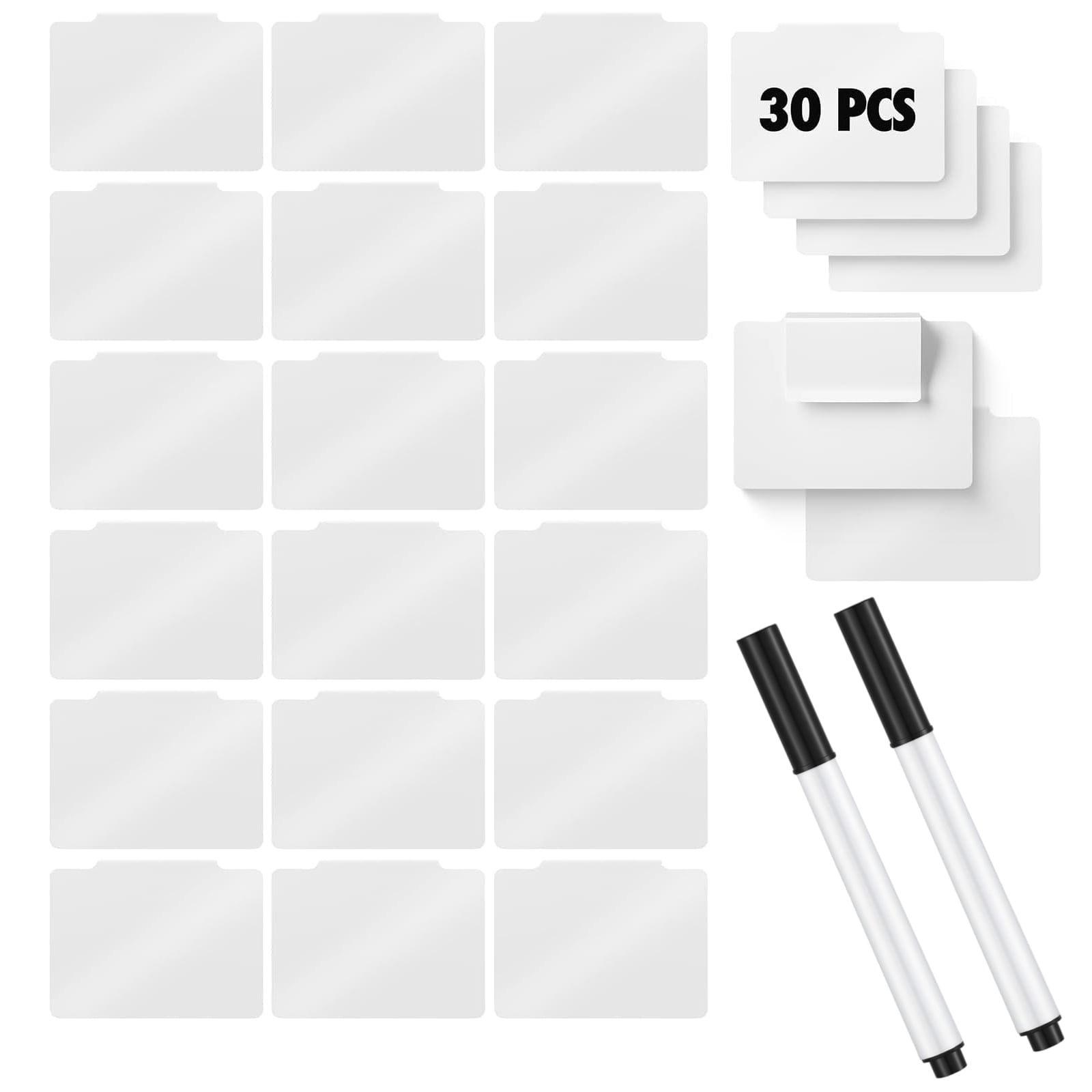 32 Pieces Basket Labels Clip Set, Include 30 Kitchen Clip Label Holder ...