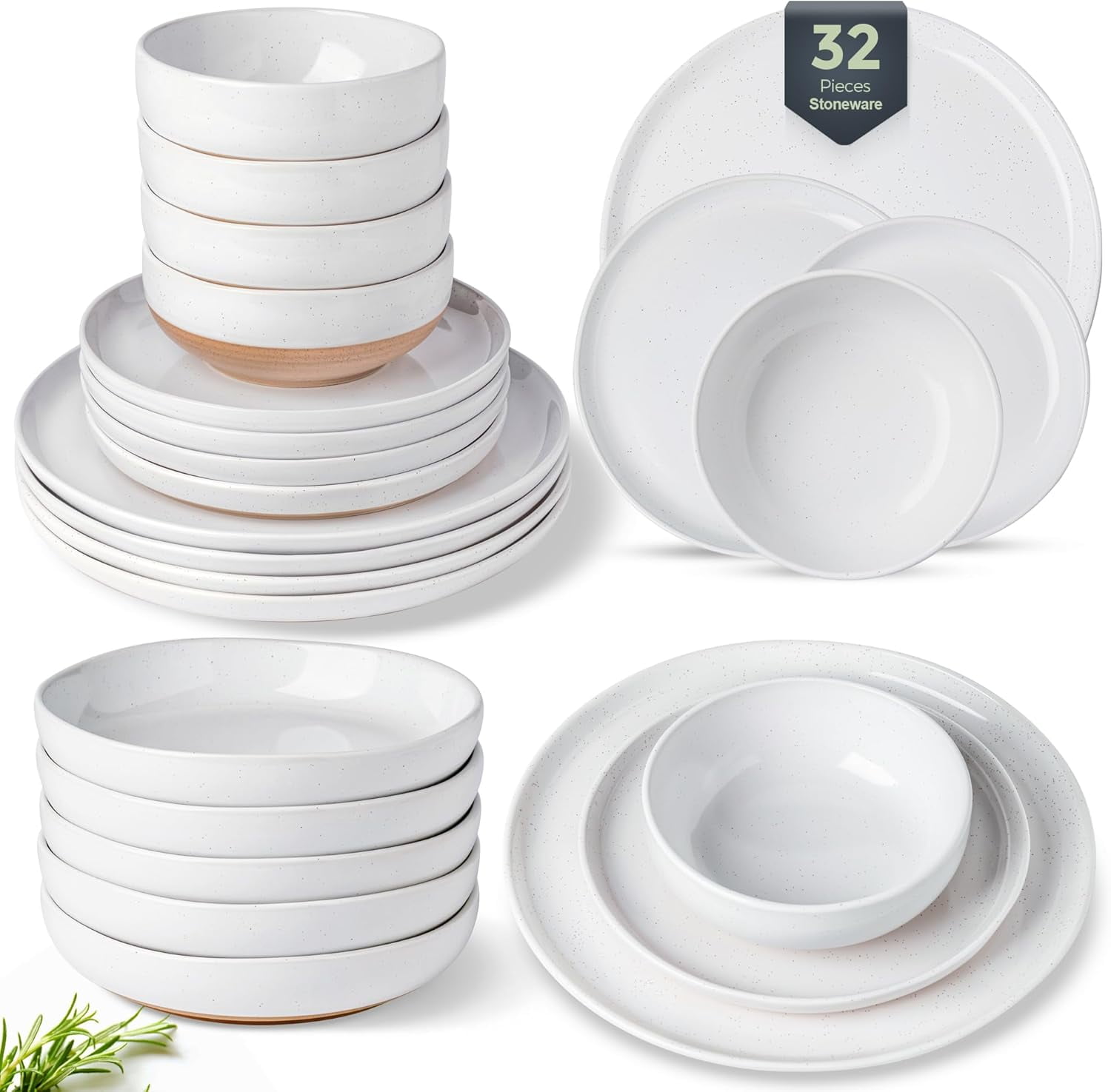32 Pieces Ceramic Dinnerware Sets for 8, Handpainted Plates and Bowls ...
