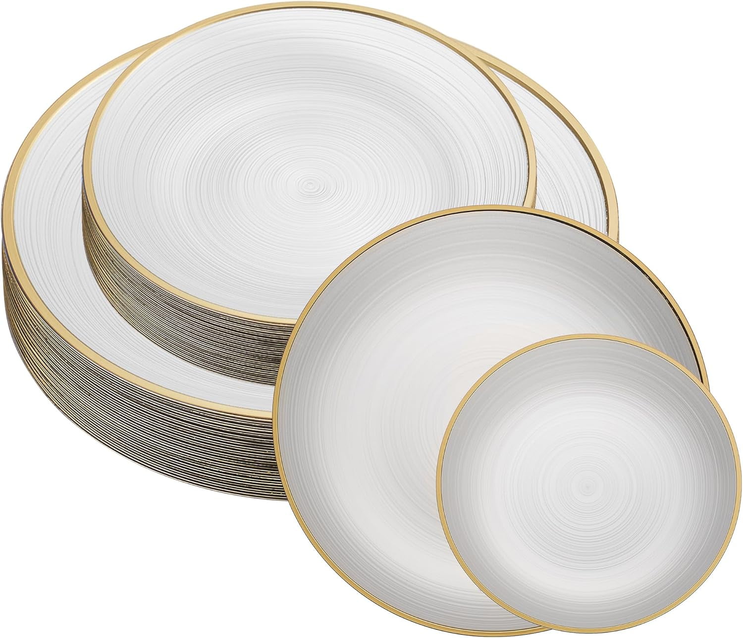 32 Pieces Crystal Design Plastic Plates Combo Pack 7 inch and 10 Gold ...