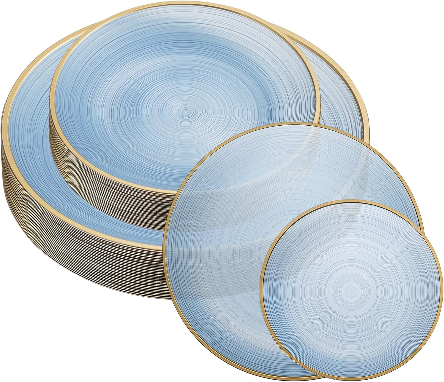 32 Pieces Crystal Design Plastic Plates Combo Pack 7 inch and 10 inch ...