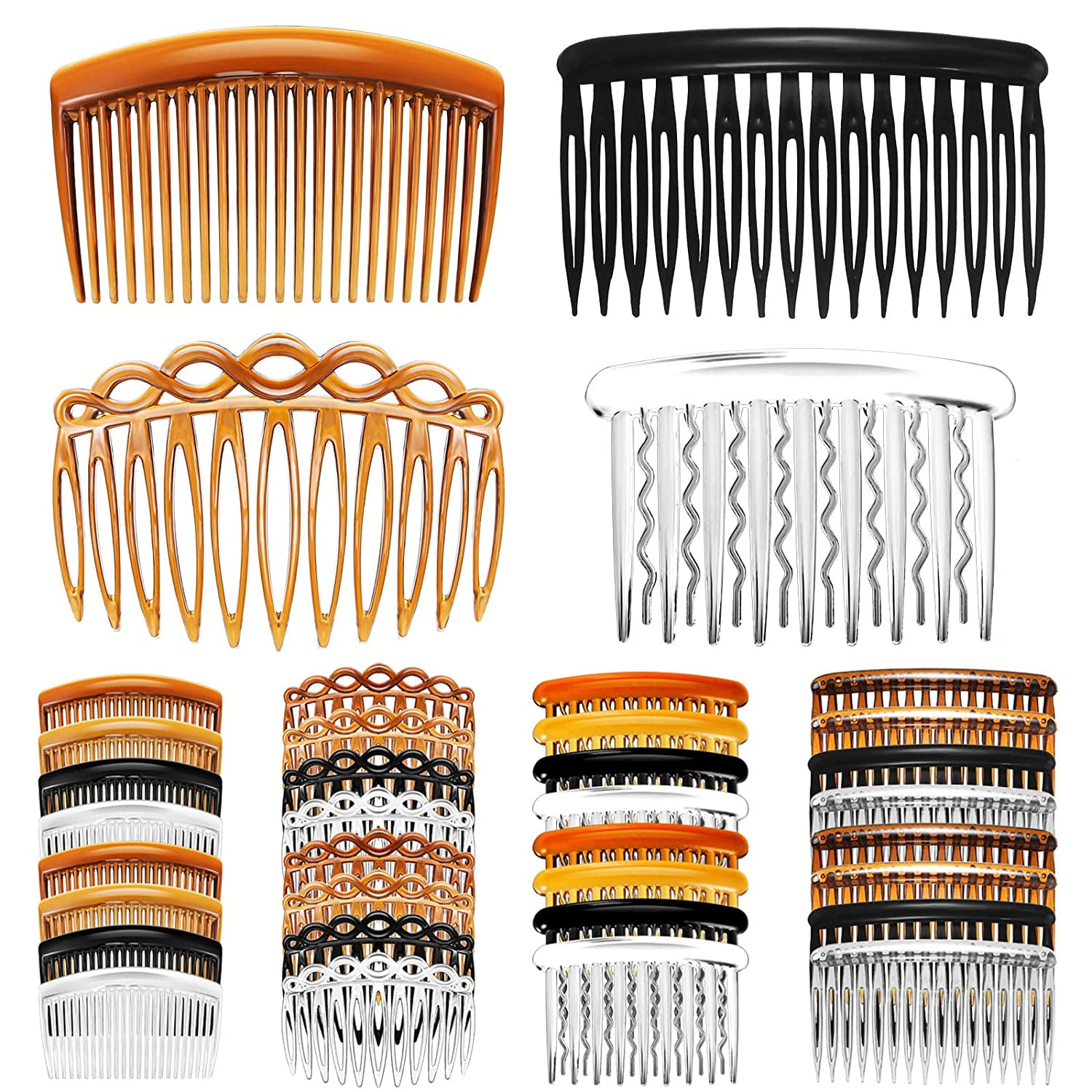 32 Pieces French Hair Side Combs Set Plastic Twist Comb with Hair Clip ...