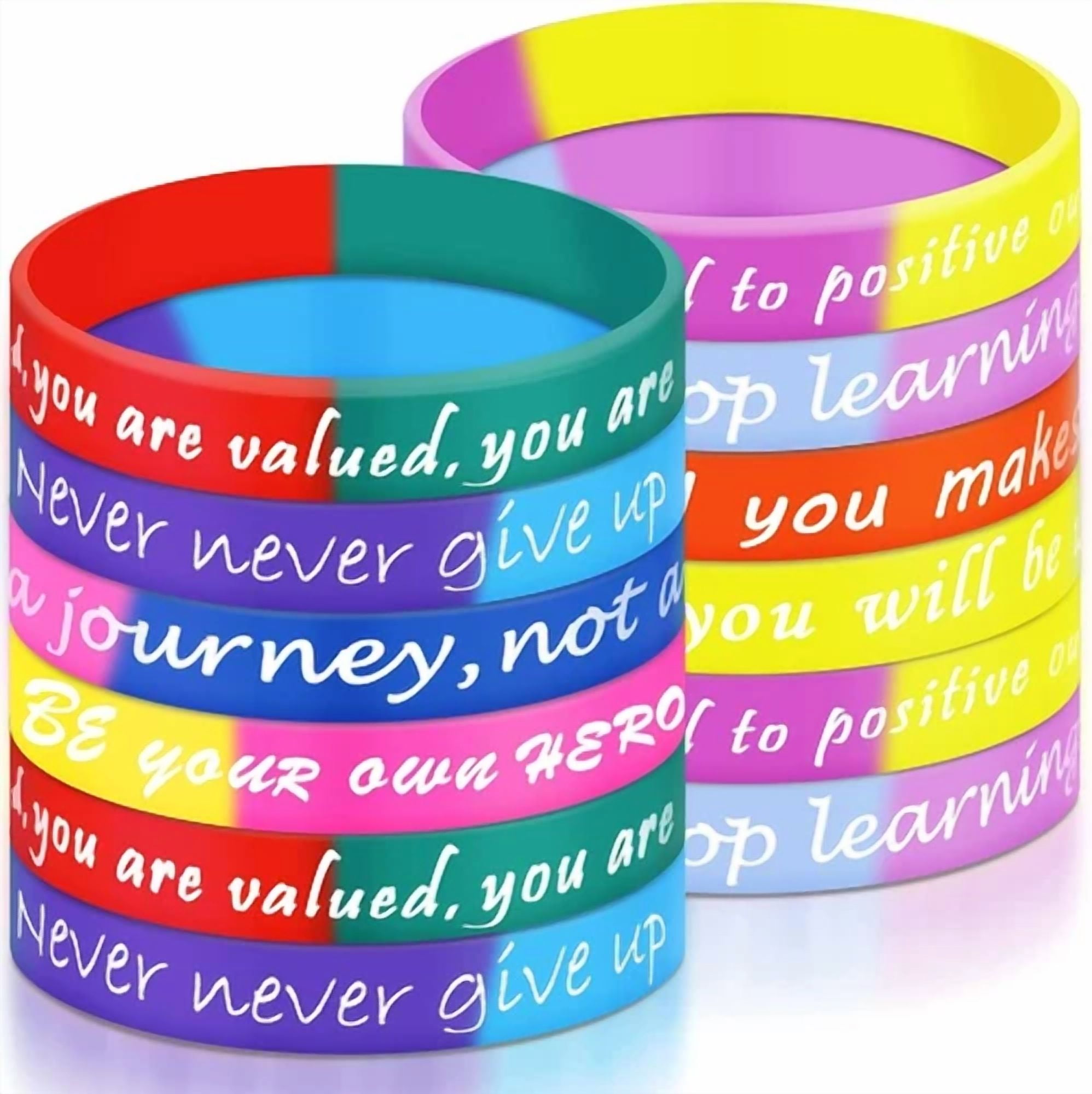 32 Pieces Inspirational Rubber Bracelets Motivational Quote Silicone ...