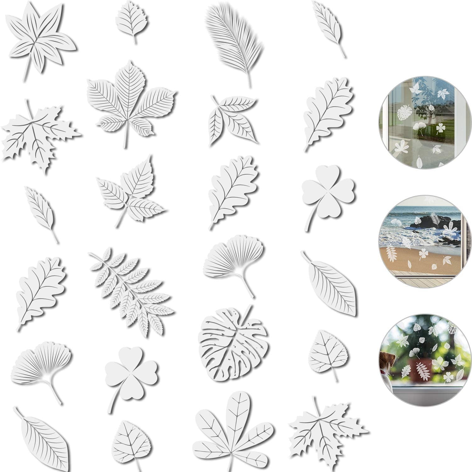 32 Pieces Leaf Window Strike Prevention Stickers Bird Deterrent Decals ...