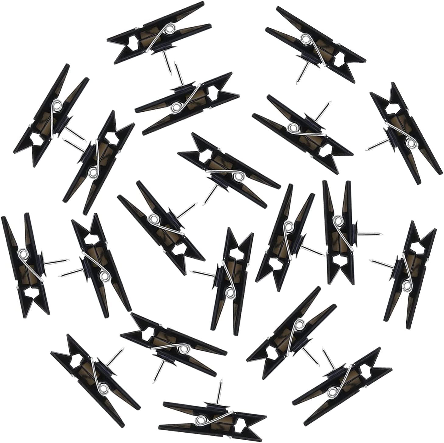 32 Pieces Reusable Push Pin Clips Photo Clips, Mini Black Plastic Tacks ...