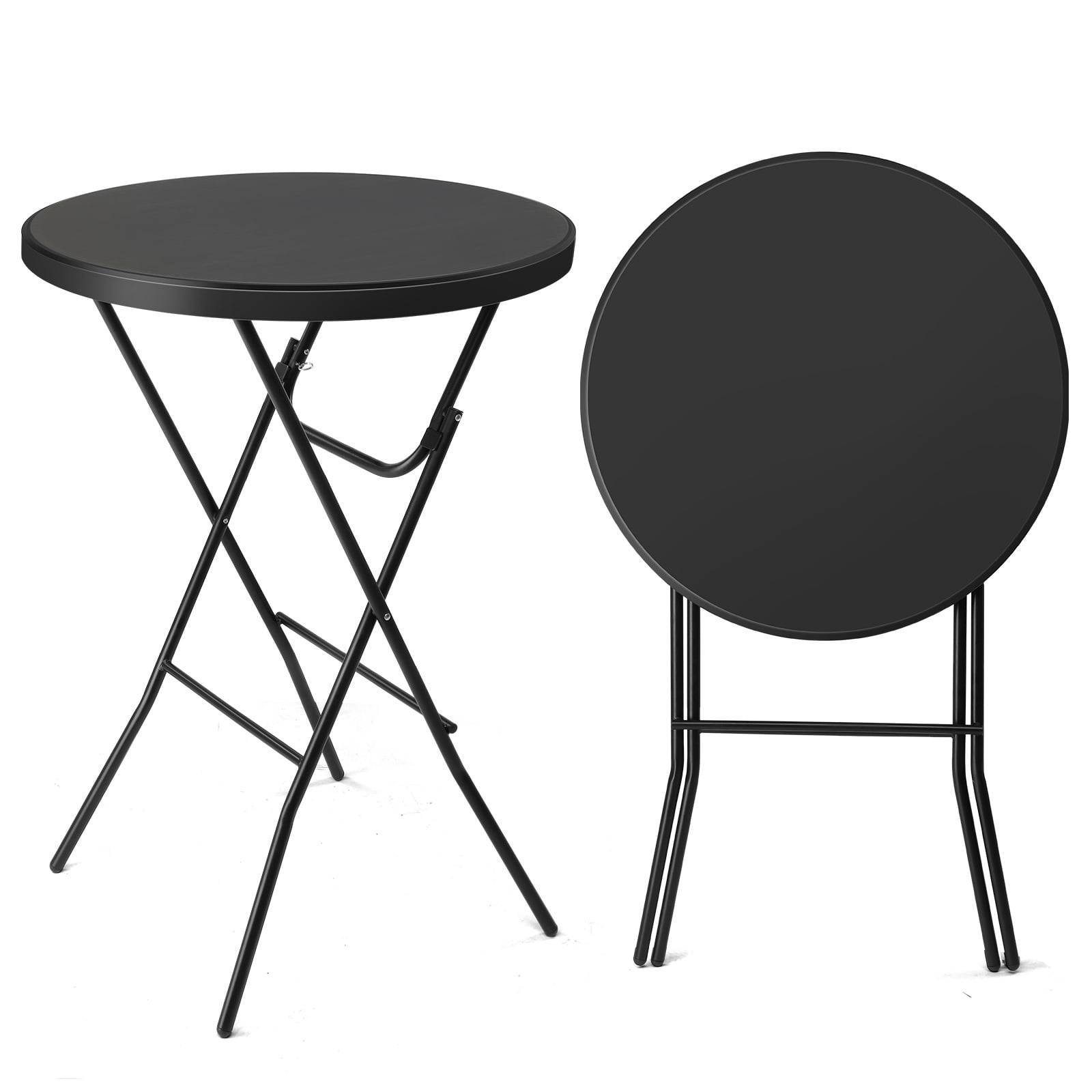 32" Plastic Folding Round Table Bar Height HDPE Matrial with Gray Metal ...