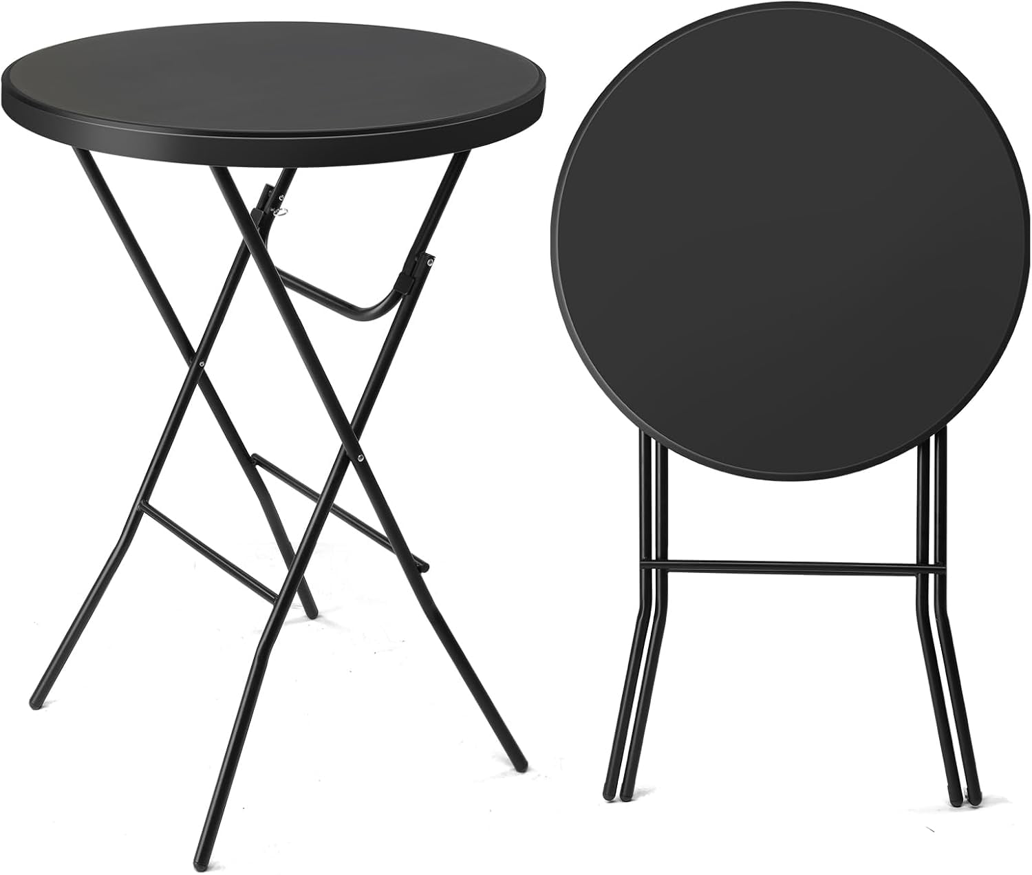 32" Plastic Folding Round Table Bar Height, Matrial with Gray Metal ...