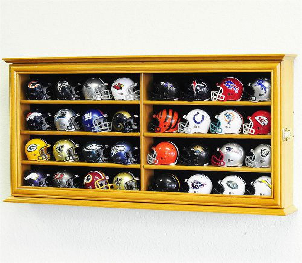 32 Pocket Pro Mini Helmet Display Case Cabinet Holders Rack w/UV ...