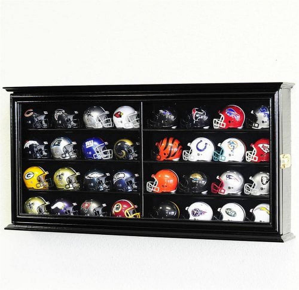 32 Pocket Pro Mini Helmet Display Case Cabinet Holders Rack w/UV ...