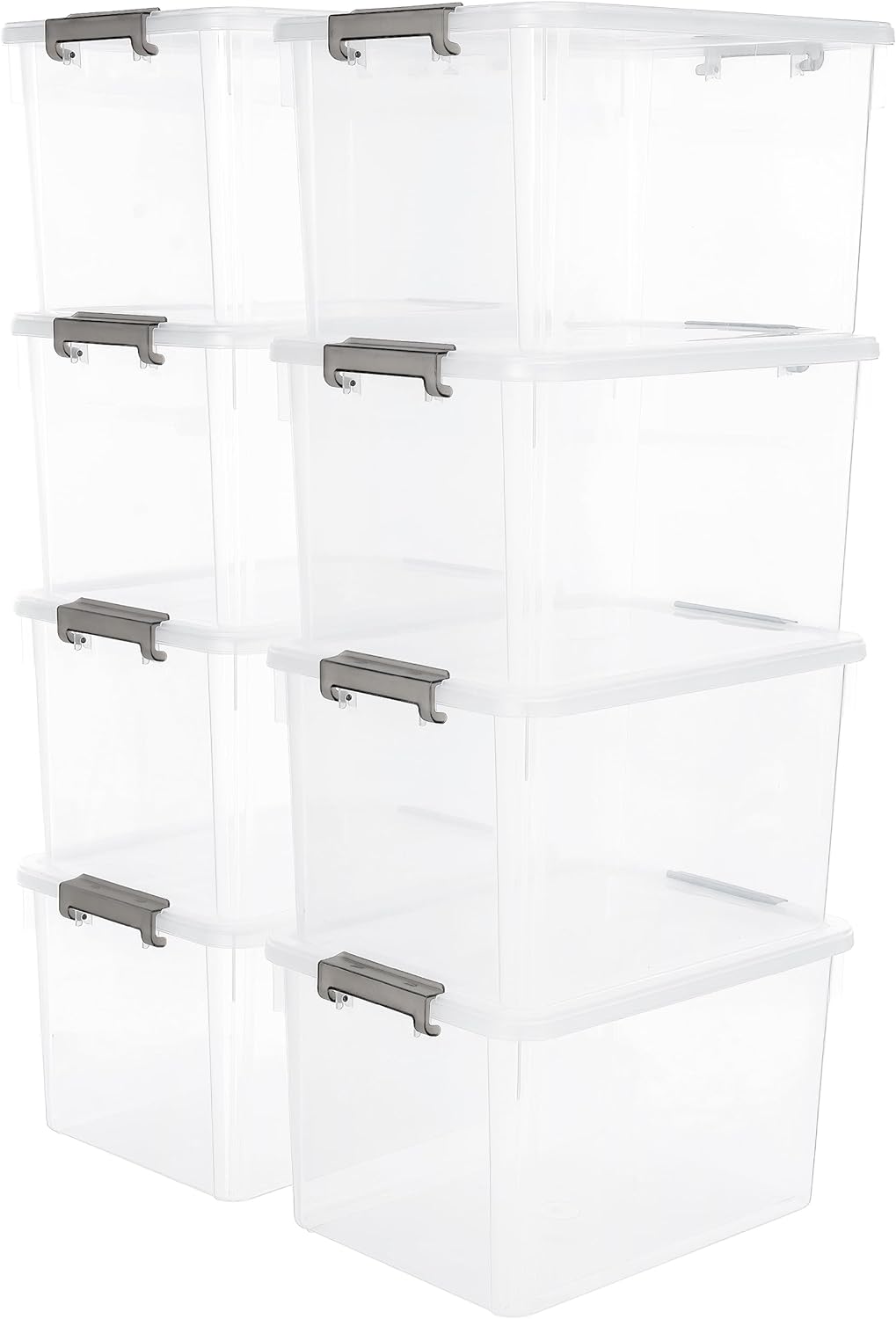 32 QT Plastic Storage Bins with Latching Lids Stackable Storage ...