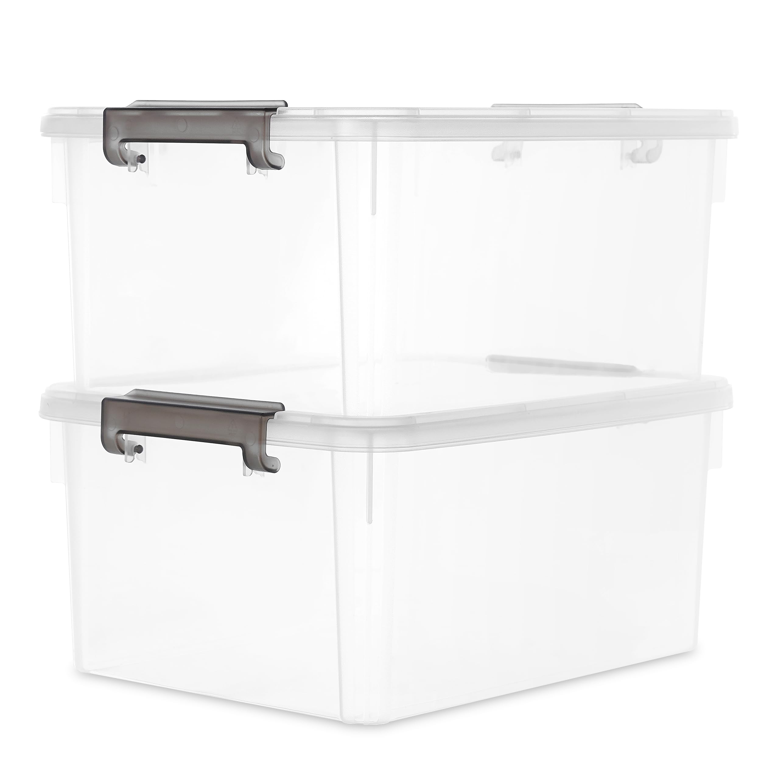 32 QT Plastic Storage Bins with Snap-Tight Lids, Clear Stackable Organizing Containers for Home ...