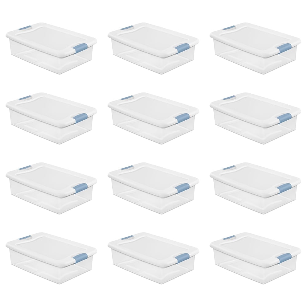 32 Qt Latching Storage Box, Stackable Bin with Latch Lid, Plastic ...