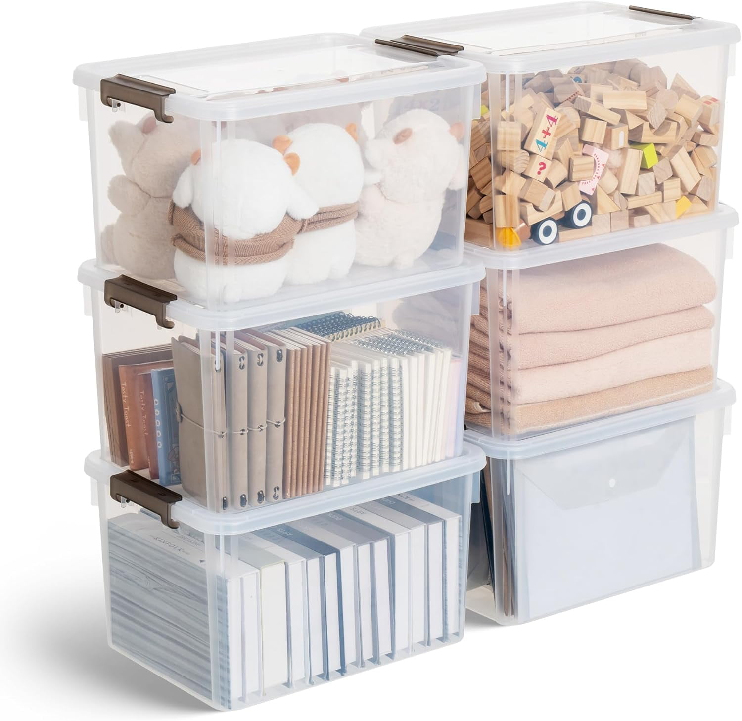 32 Qt Plastic Storage Bins with Lids, Large Stackable Storage ...