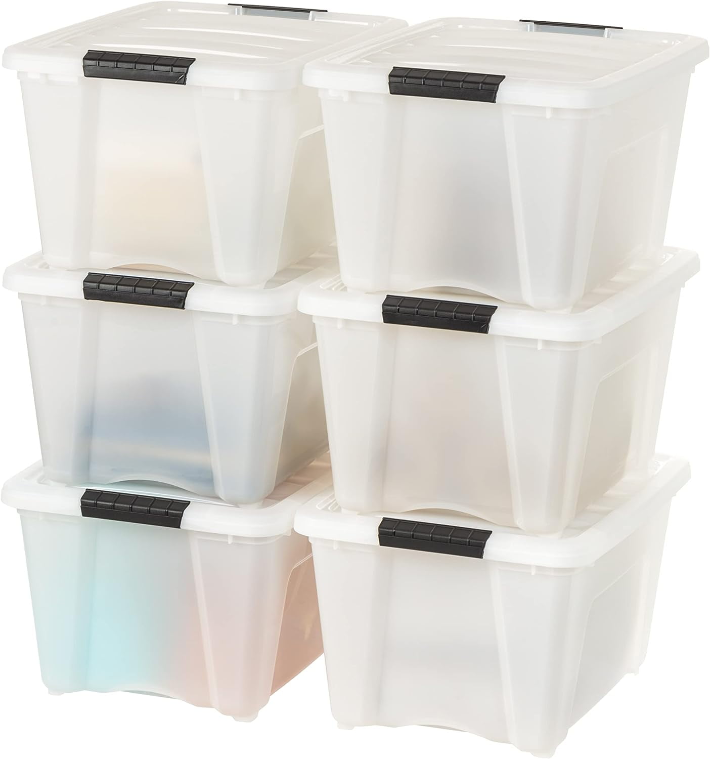 32 Qt Stackable Plastic Storage Bins with Lids, 6 Pack - BPA-Free, Made ...