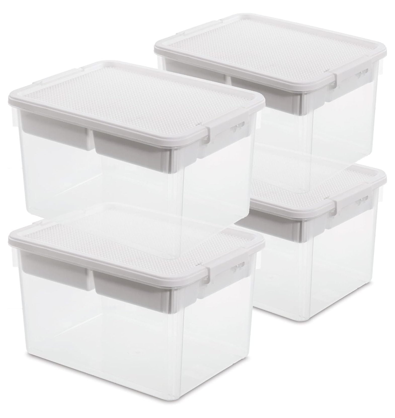 32 Quart 4 Packs Plastic Storage Bins with Lid Building Plate Dividers ...