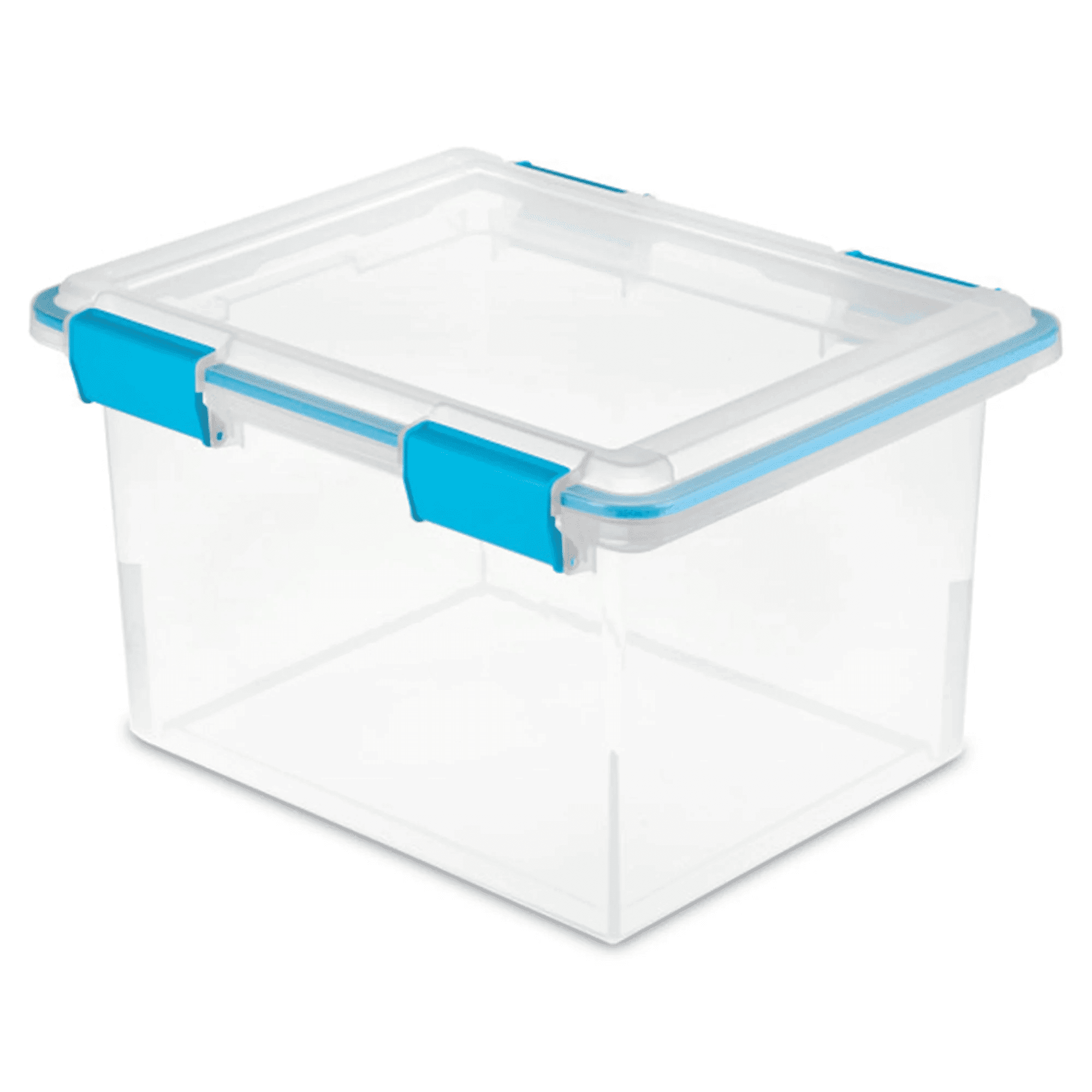 32 Quart Gasket Box, Weather-Resistant Clear Storage Bin with Lid, Blue ...