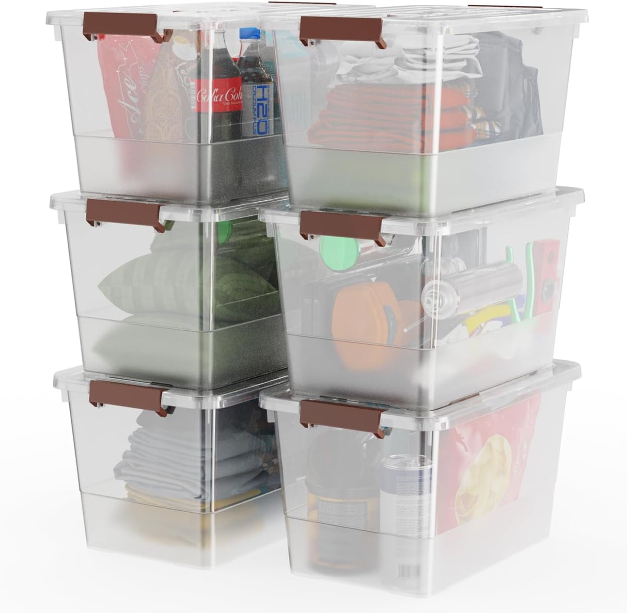 32 Qt Plastic Clear Storage Bin with Durable Lids and Latching Buckle ...