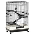 32" Rabbit Cage, 4-Level Small Animal Hutch, Lockable Wheels, Slide-out ...