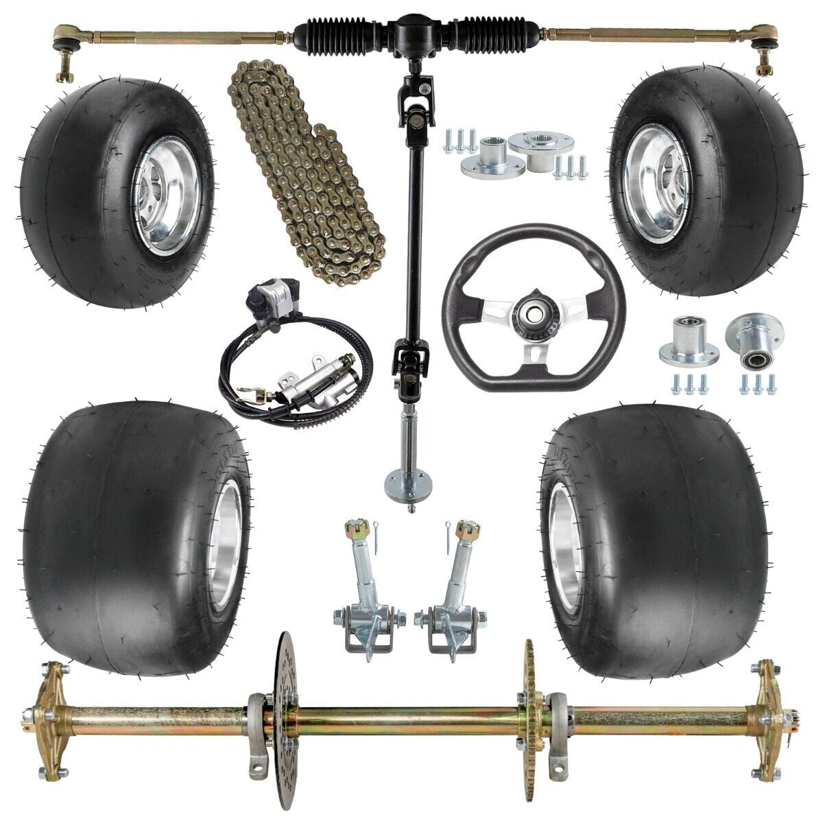 32" Racing Go Kart Rear Axle Complete Kit 5" Wheels Tires Front ...